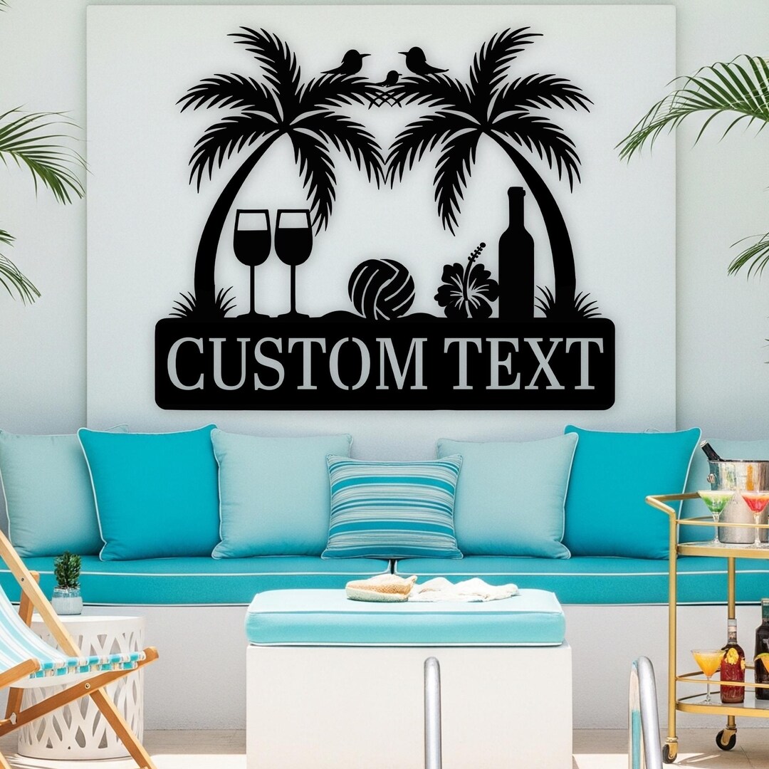 Tropical Bar Metal Sign, Personalized Beach House Sign, Tropical Vibe ...