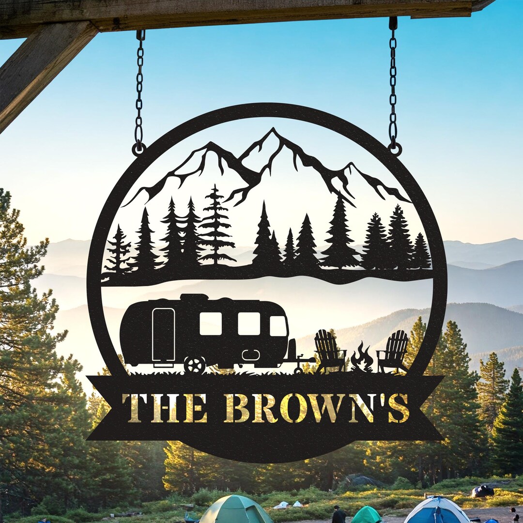 Custom Camping Metal Sign, Metal Campfire Sign, Metal Campsite Stake ...