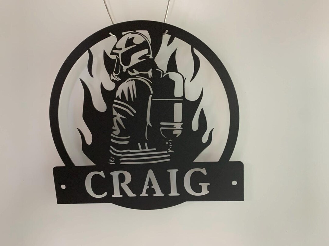 Personalized Firefighter Metal Sign, Firefighter Monogram Sign, Custom ...