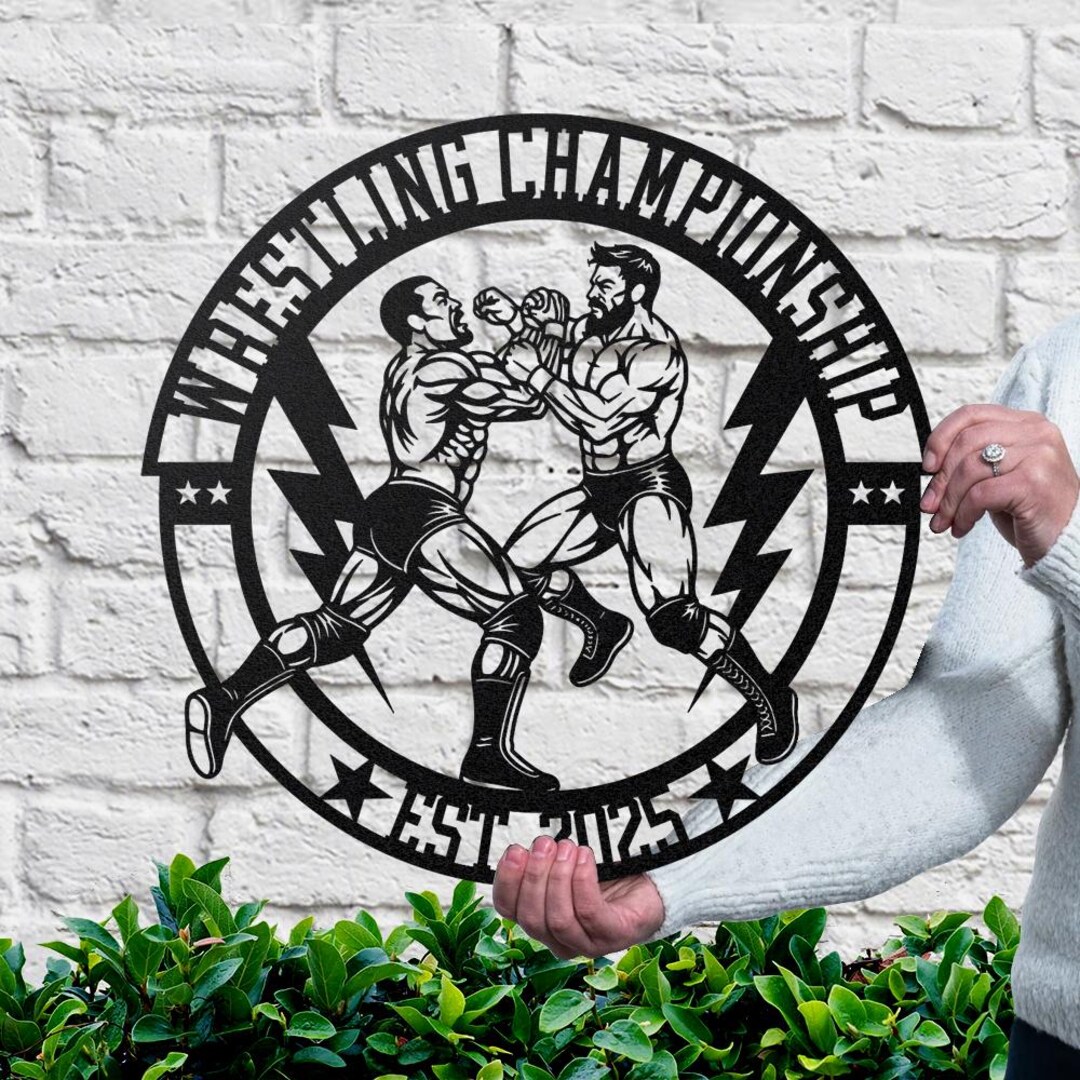 Wrestling Championship Metal Sign, Custom Wrestler Wall Art for Fans ...