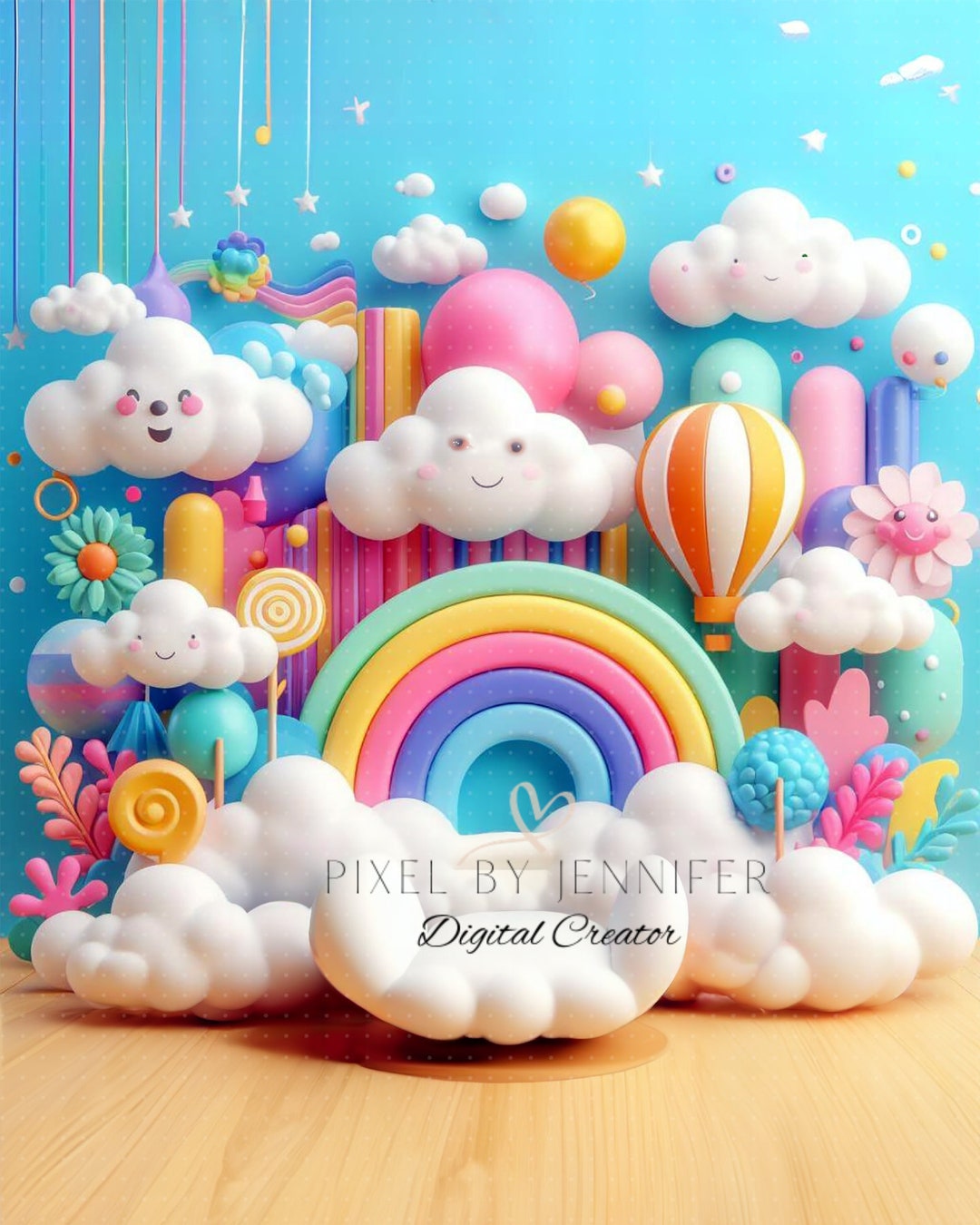 Colorful Childhood Moments: Toddler Digital Backdrop for Joyful Rainbow ...