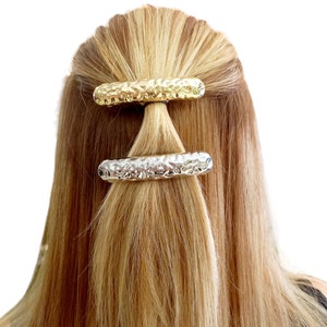 Glossy Bar Barrette, Metal Hair Clips, Trendy / Fashion Barrette, Gold ...