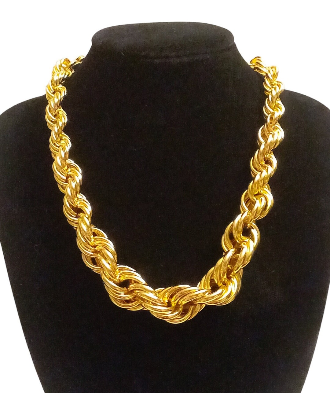Gold Plated Thick Rope Chain Necklace - Chunky Brass Twist - Etsy