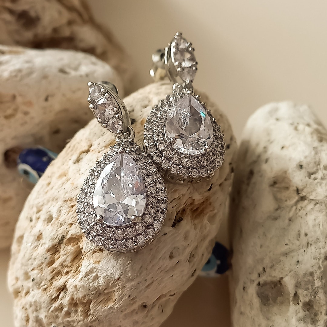 Crystal Drop Earring, Teardrop Prom Earrings, Wedding Earring for ...
