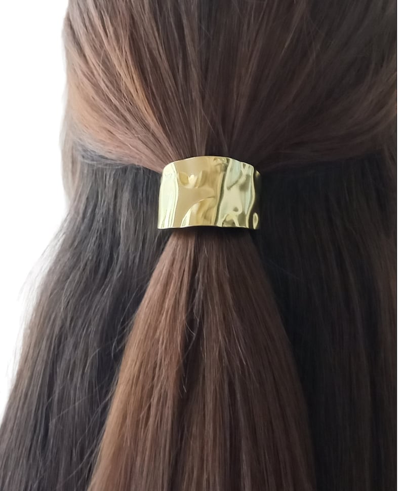 Glossy Ponytail Cuff Hook, Metal Wedding Hair Cuff, Metal Hair Tie ...
