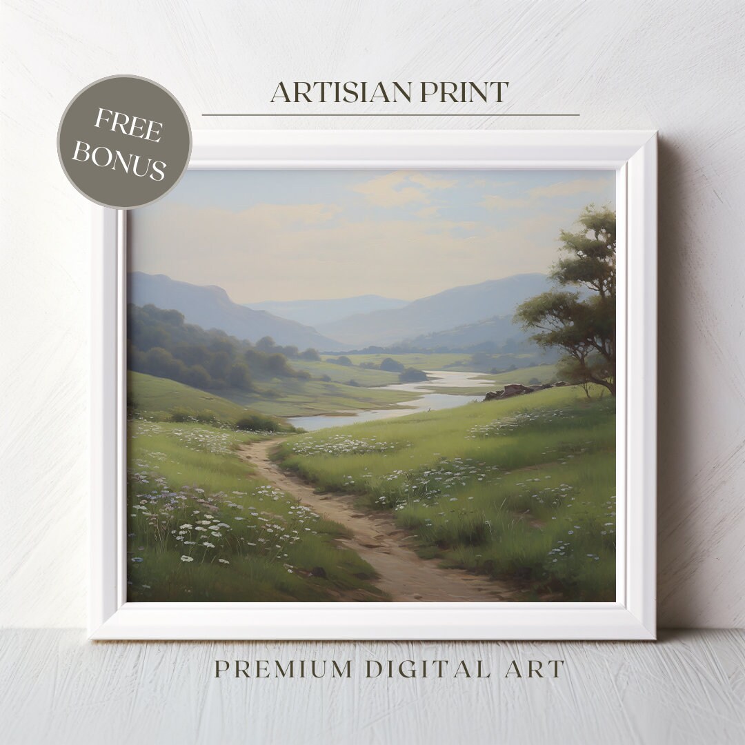 Norwegian Spring Path Hills, Printable Landscape, Norwegian Lake Art ...