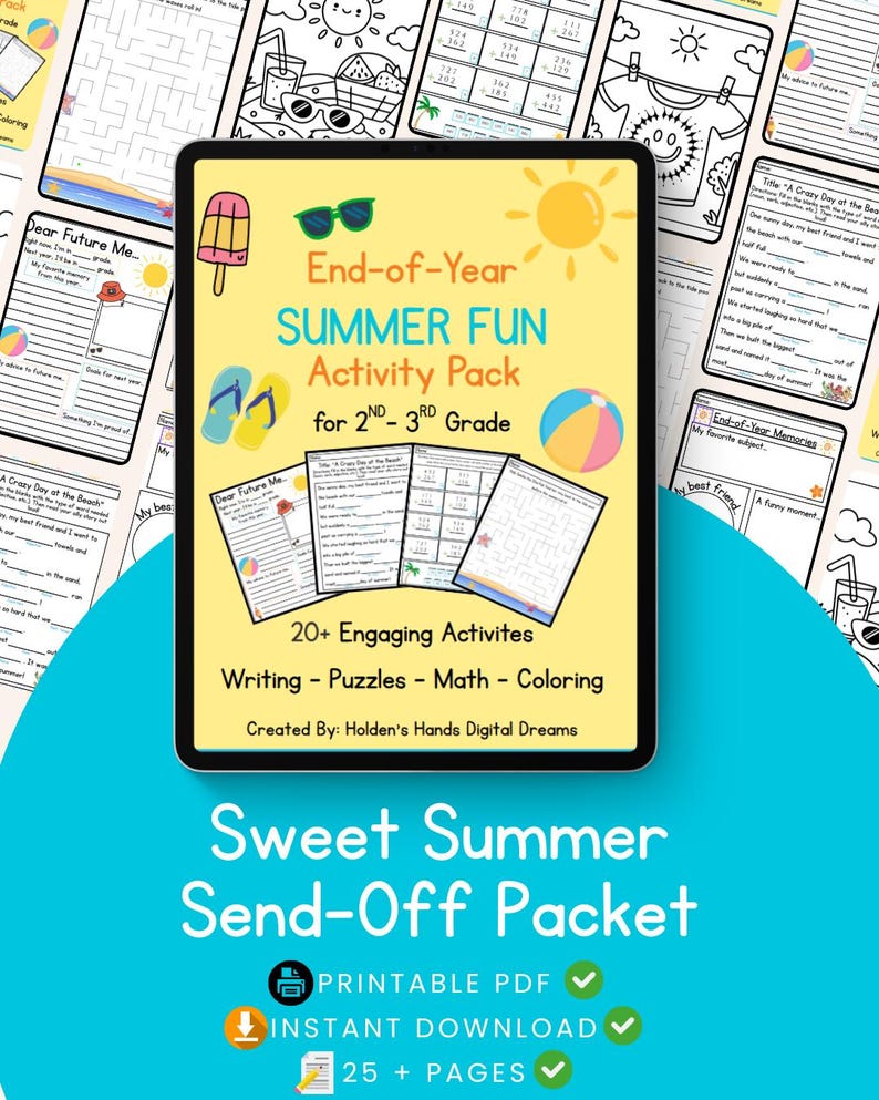 2nd-3rd Grade Summer Activity Pack | End-of-year Printable (PDF) - Etsy
