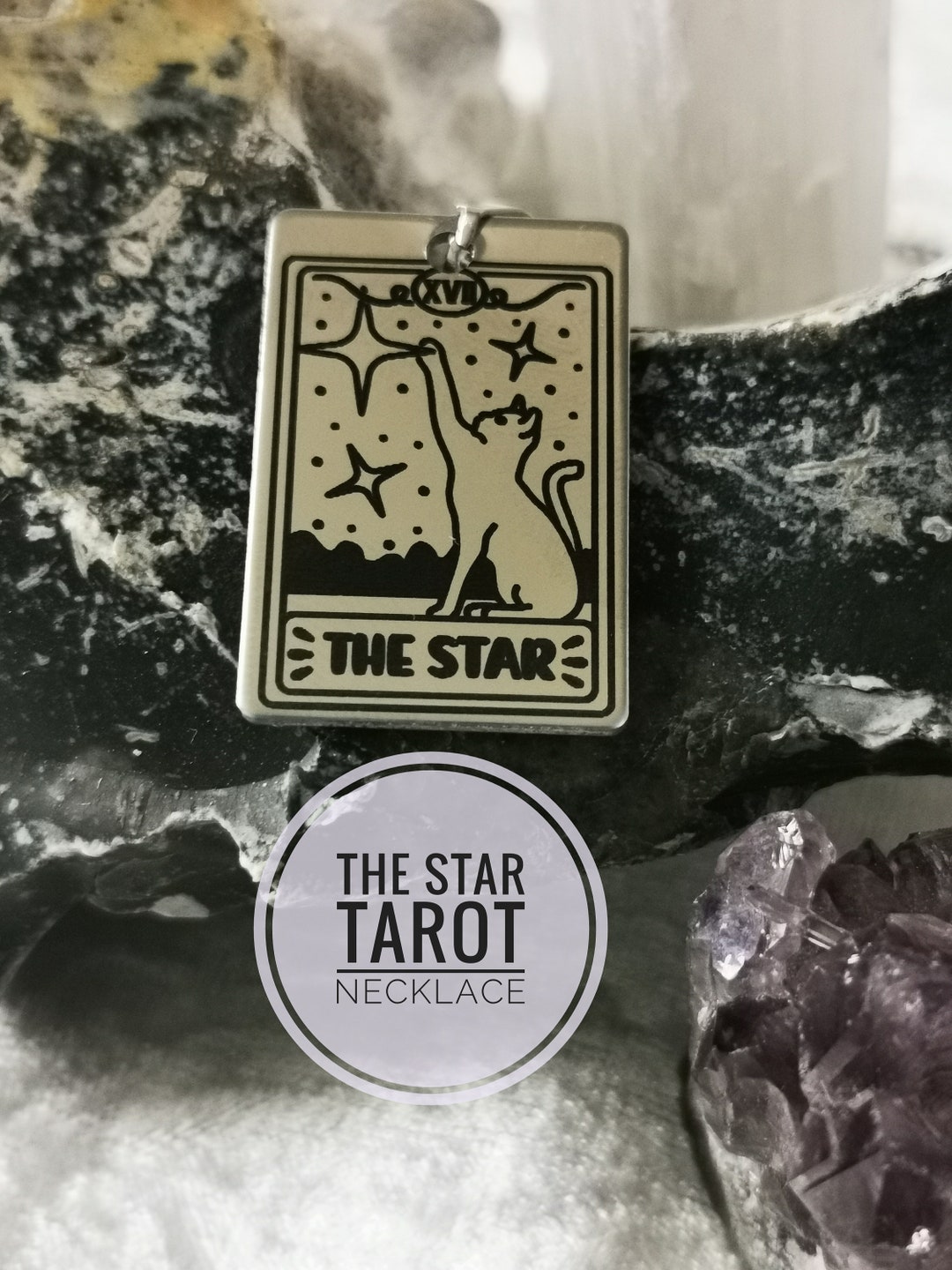 The Star Cat Inspired Tarot Card Necklace, Present for Cat Lovers ...
