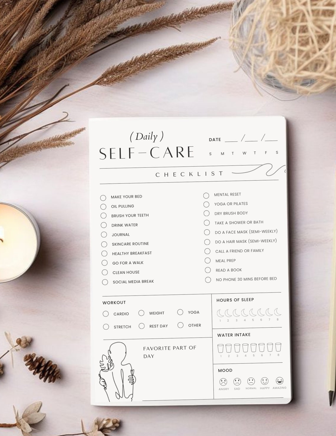 Self Care Checklist, Instant Download, Daily Self Care Planner ...