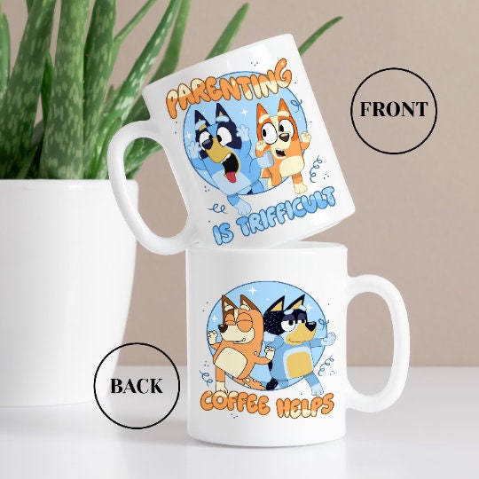 Parenting is Trifficult Bluey Mug, Bluey Mug, Personalized Bluey Dad ...