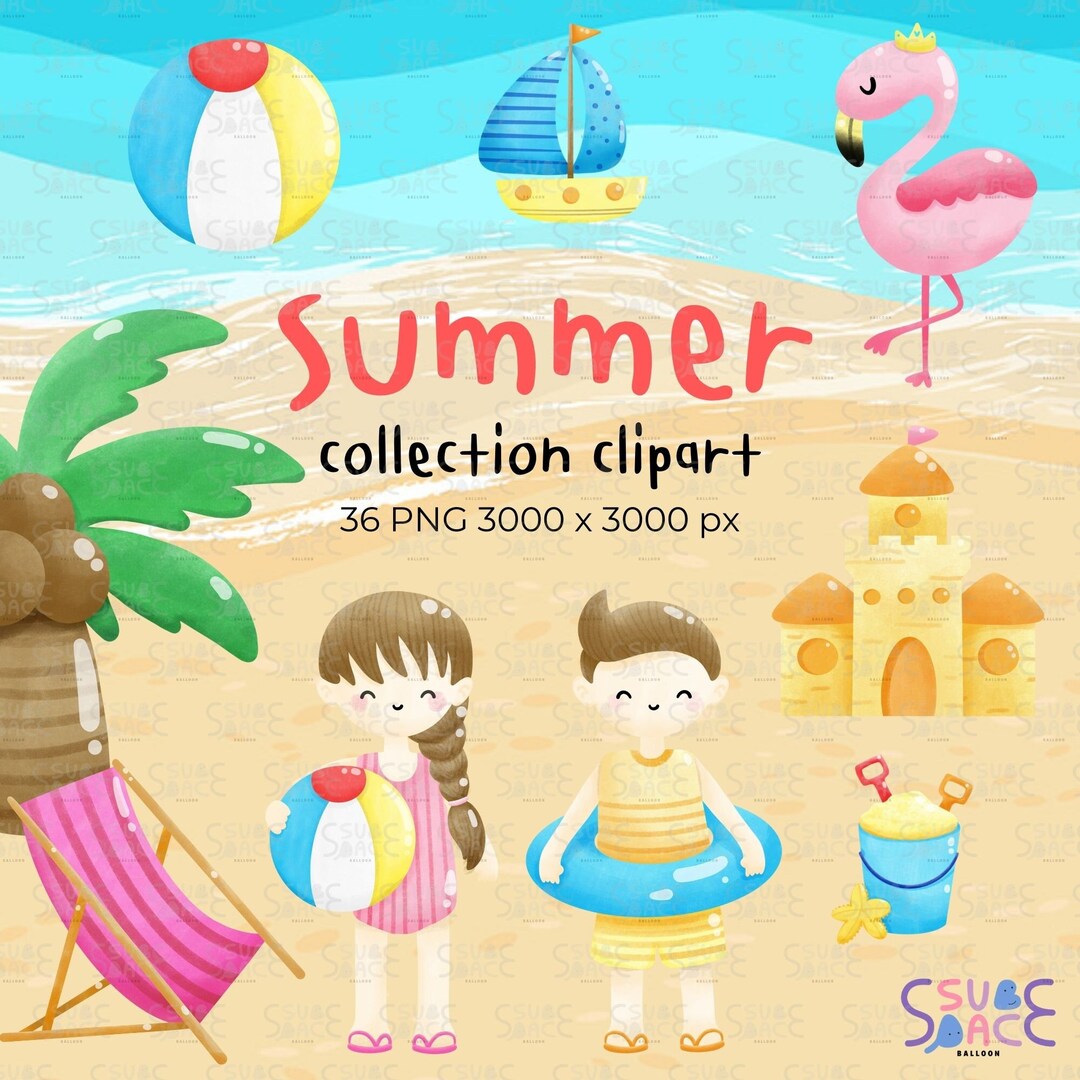 Summer Clipart Collection, Summer Png, Beach Clipart, Digital Art - Etsy
