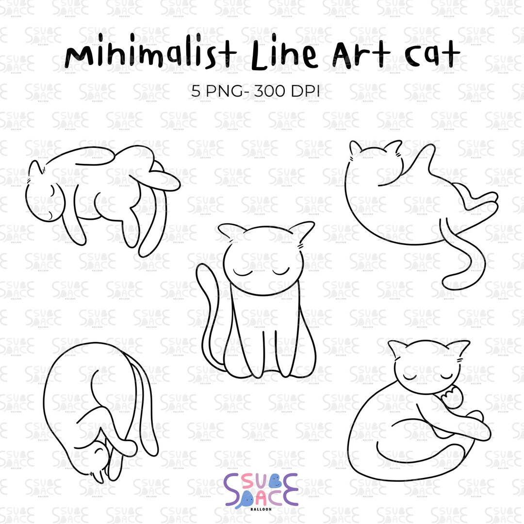 Minimalist Line Art Cat Digital Download, Tattoo Design, Tattoo Cat ...