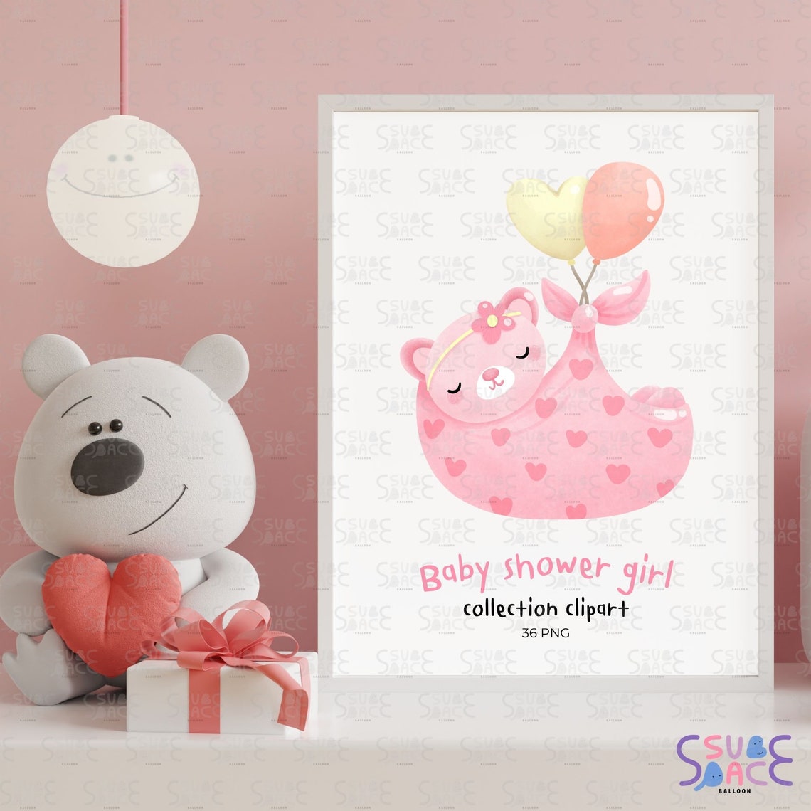 Baby Shower Girl Clipart, Baby Shower Clipart, Bear Clipart - Etsy