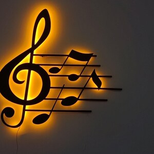 LED Music Note Metal Wall Art: Sol Key Sign, Music Lover Gift - Etsy