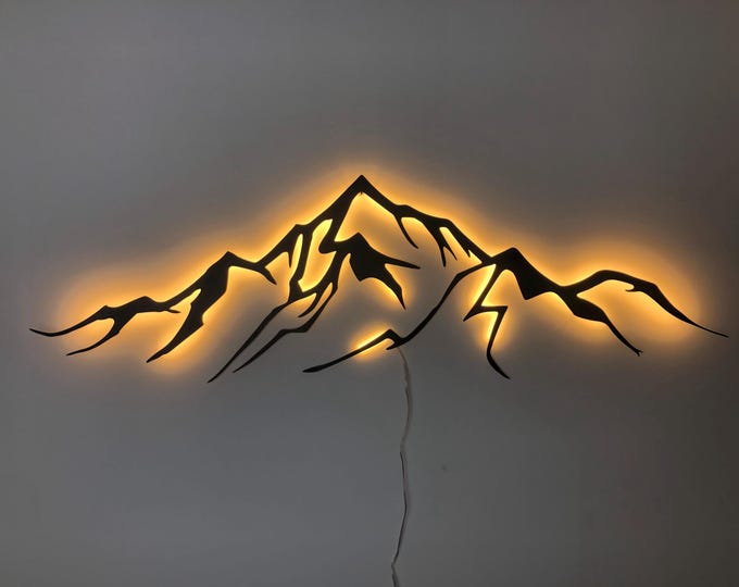 Mountain LED Metal Art Sign / Light up Mountain Metal Sign / Multi ...