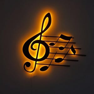 LED Music Note Metal Wall Art: Sol Key Sign, Music Lover Gift - Etsy