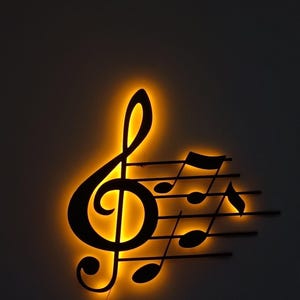 LED Music Note Metal Wall Art: Sol Key Sign, Music Lover Gift - Etsy