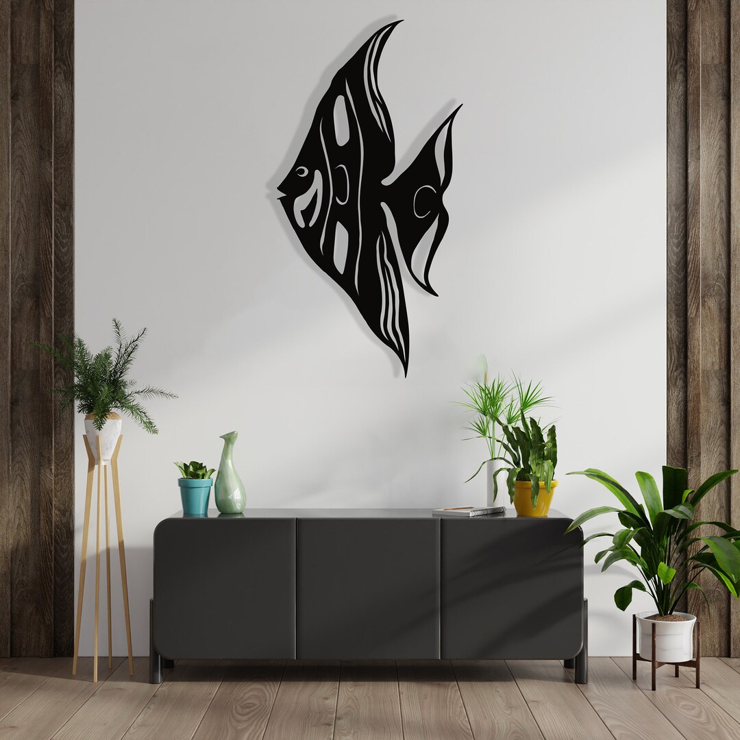 Angelfish Metal Wall Decor, Nautical Beach Bar Sign, Unique Interior ...