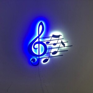 LED Music Note Metal Wall Art: Sol Key Sign, Music Lover Gift - Etsy