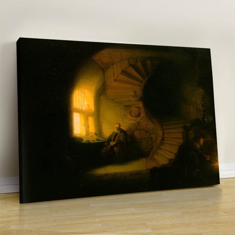 Rembrandt Philosopher in Meditation, Christian Wall Decor, Dark Wall ...