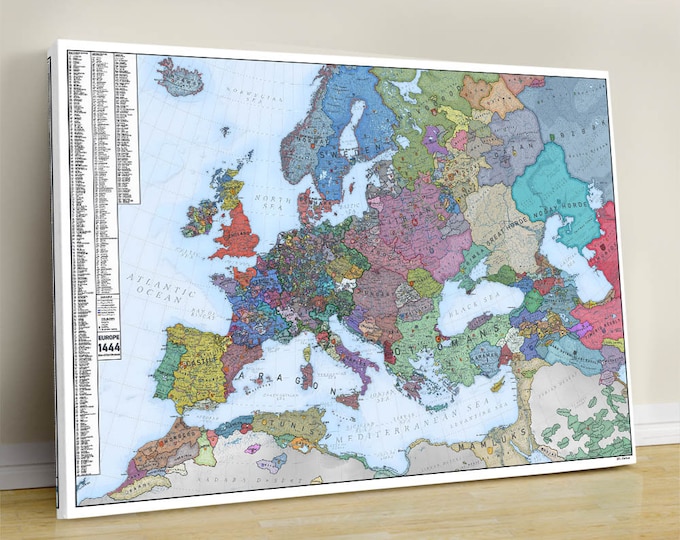 Europe 1444, Historical Map - Etsy