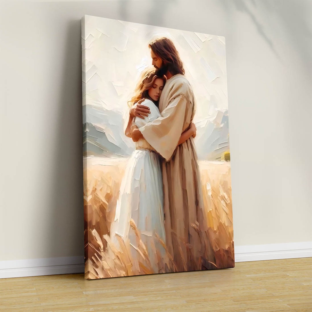 Jesus Hugging Girl Canvas: Christian Art, Bible Verse Wall Decor - Etsy