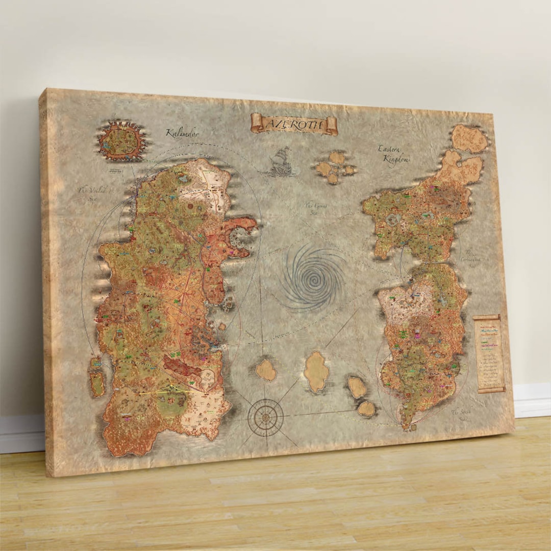 World of Warcraft Map Canvas Print: Modern Living Room Wall Art - Etsy