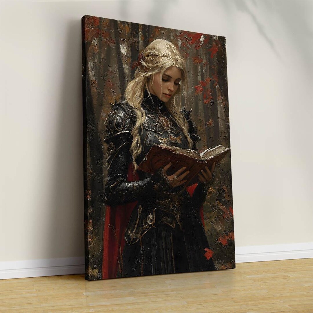 Lady Knight Reading in the Forest Art Print- Dark Academia Wall Decor ...