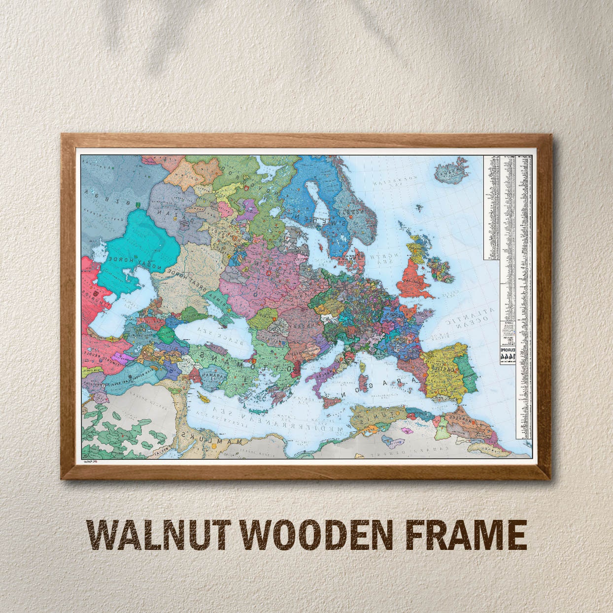 Europe 1444 Historical Map: Handmade Canvas Wall Art - Etsy