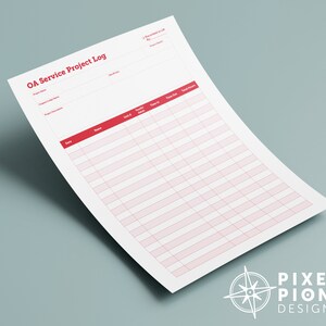 OA Service Project Log, Printable Service Time Sheet, Arrowman ...