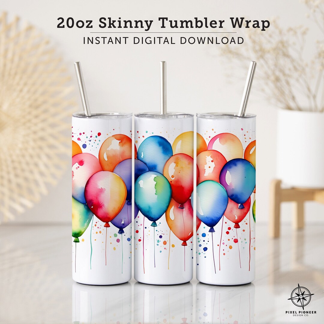 Watercolor Balloons Wrap, Seamless Left-right, Cute Painted Party ...