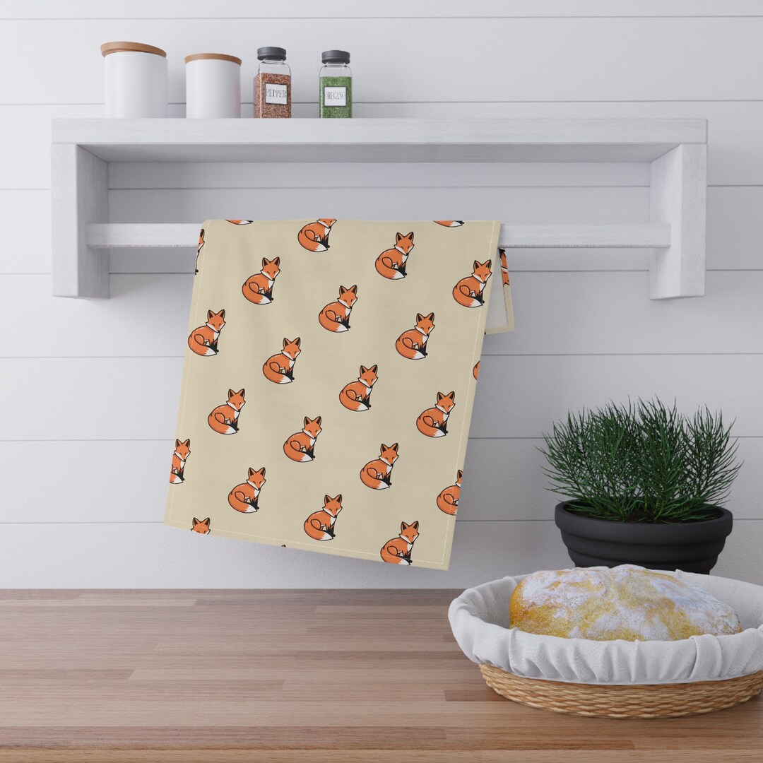 Cute Fox Kitchen Towel | Hand Towel | Foxy Dish Cloth | Red Fox | Fox ...