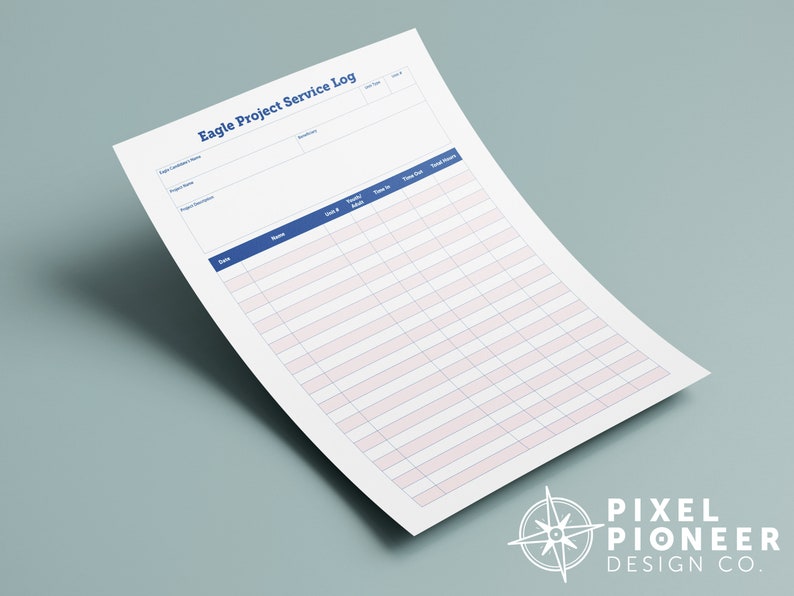 Eagle Scout Project Log: Fillable Volunteer Time Sheet (PDF) - Etsy
