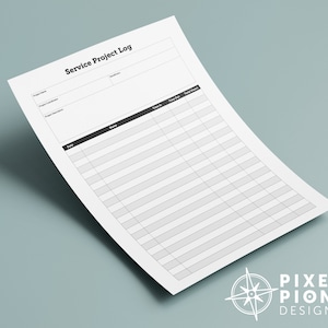 Service Project Log, Printable Service Time Sheet, Volunteer Timesheet ...