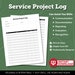 Service Project Log, Printable Service Time Sheet, Volunteer Timesheet ...