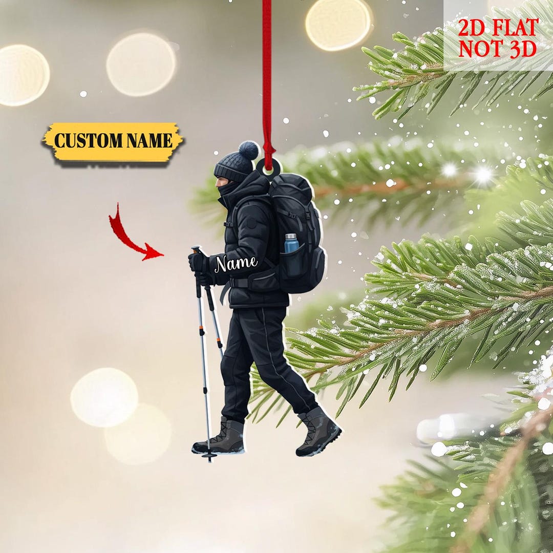 Personalized Hiking Christmas 2d Flat Acrylic Ornament, Hiking ...