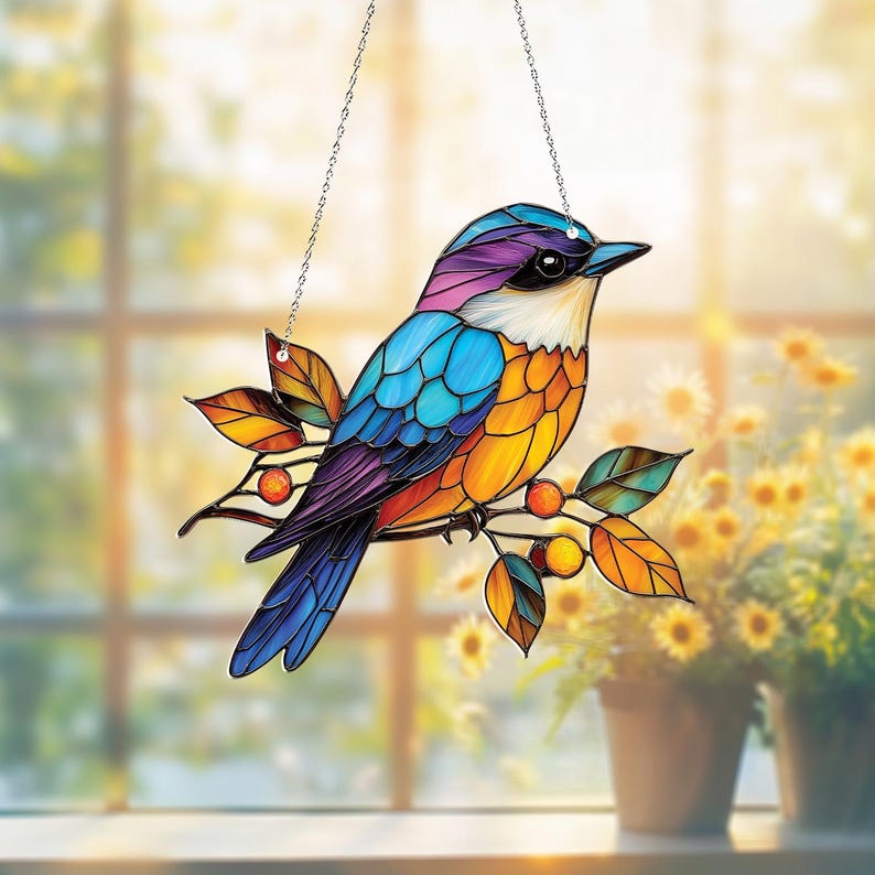 Lilac Breasted Roller Suncatcher | Colorful African Bird Window Hanging ...
