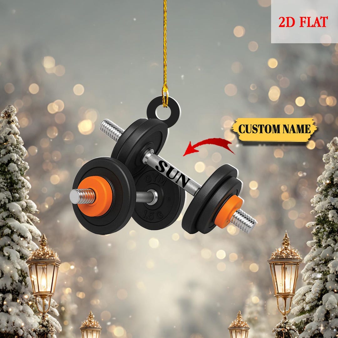 Personalized Dumbbell Christmas Ornament, Fitness Gym Christmas Decor ...