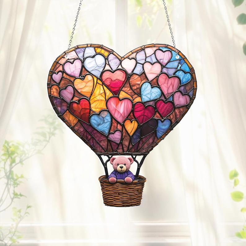 Hot Air Balloon Window Hanging Acrylic | Valentine's Day Gift for Her ...