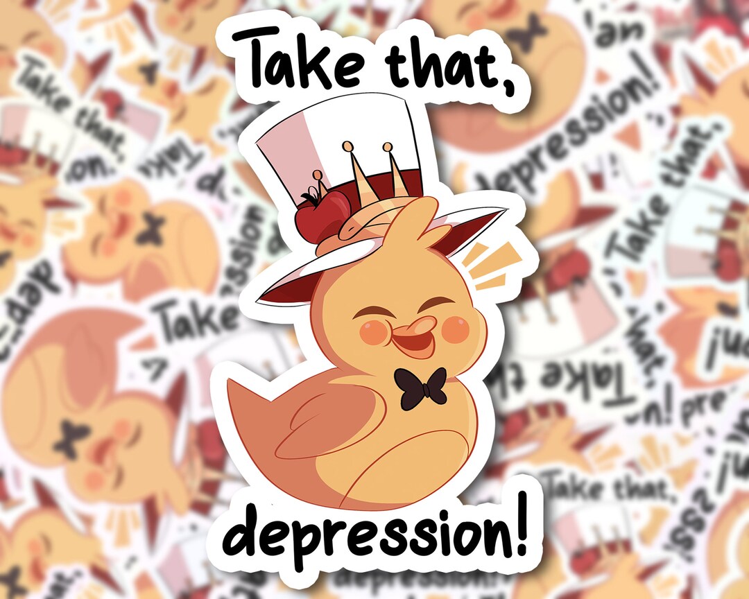 Cute Lucifer Duckie Hazbin Hotel Stickers, Take That Depression Duck ...