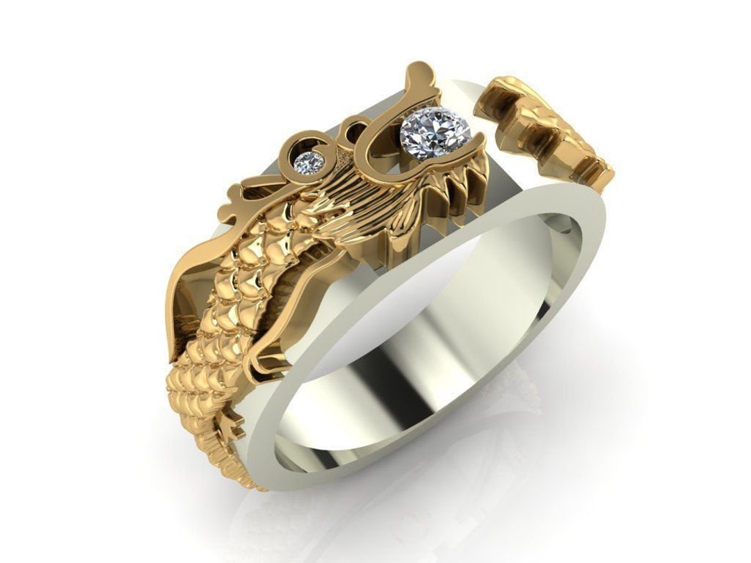 Dragon Ring 14k Gold Wedding Ring, Man Ring, Dragon Diamond Ring ...
