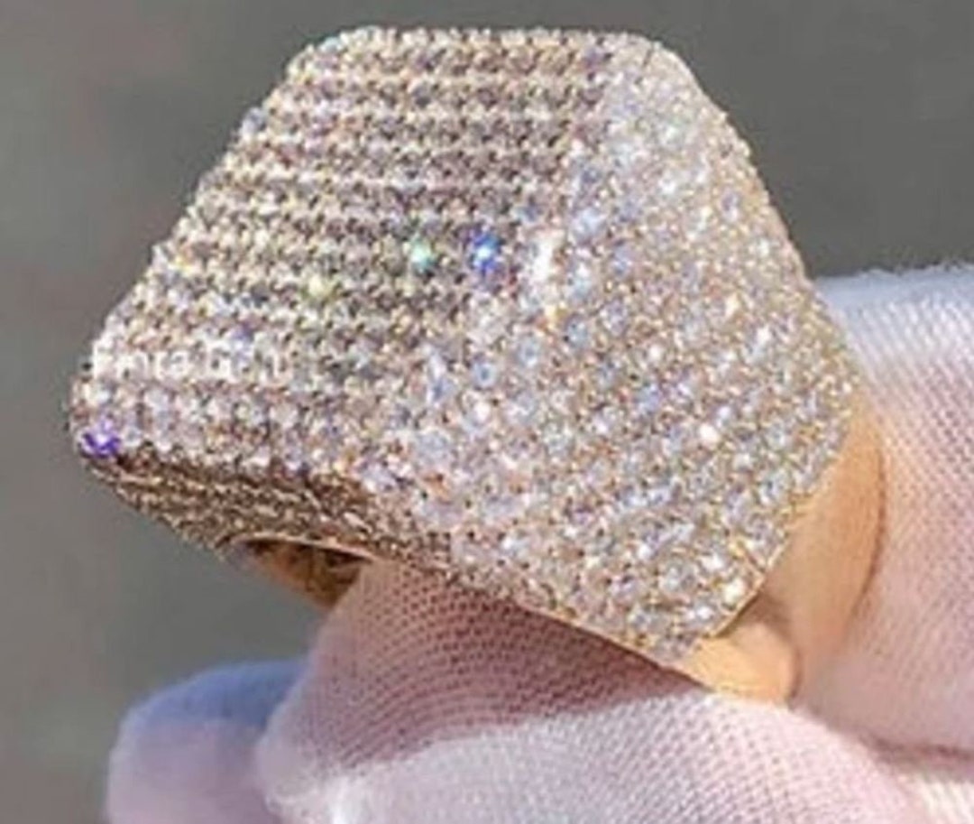 3.50 CT Diamond Ring Iced Out Men Ring Round Moissanite Diamond Ring ...