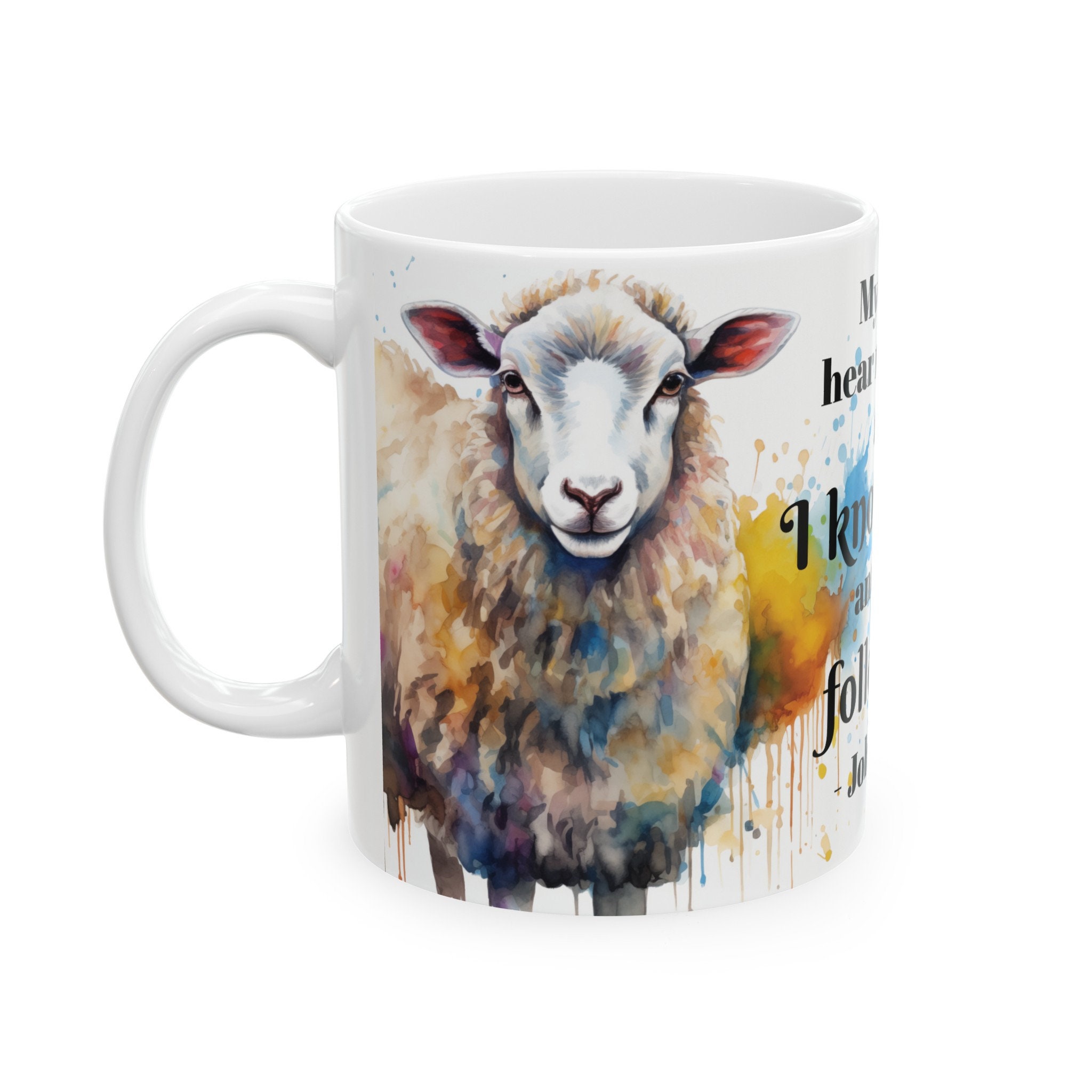 Catholic Mug With Bible Verse Christian Art Featuring Unique Sheep ...