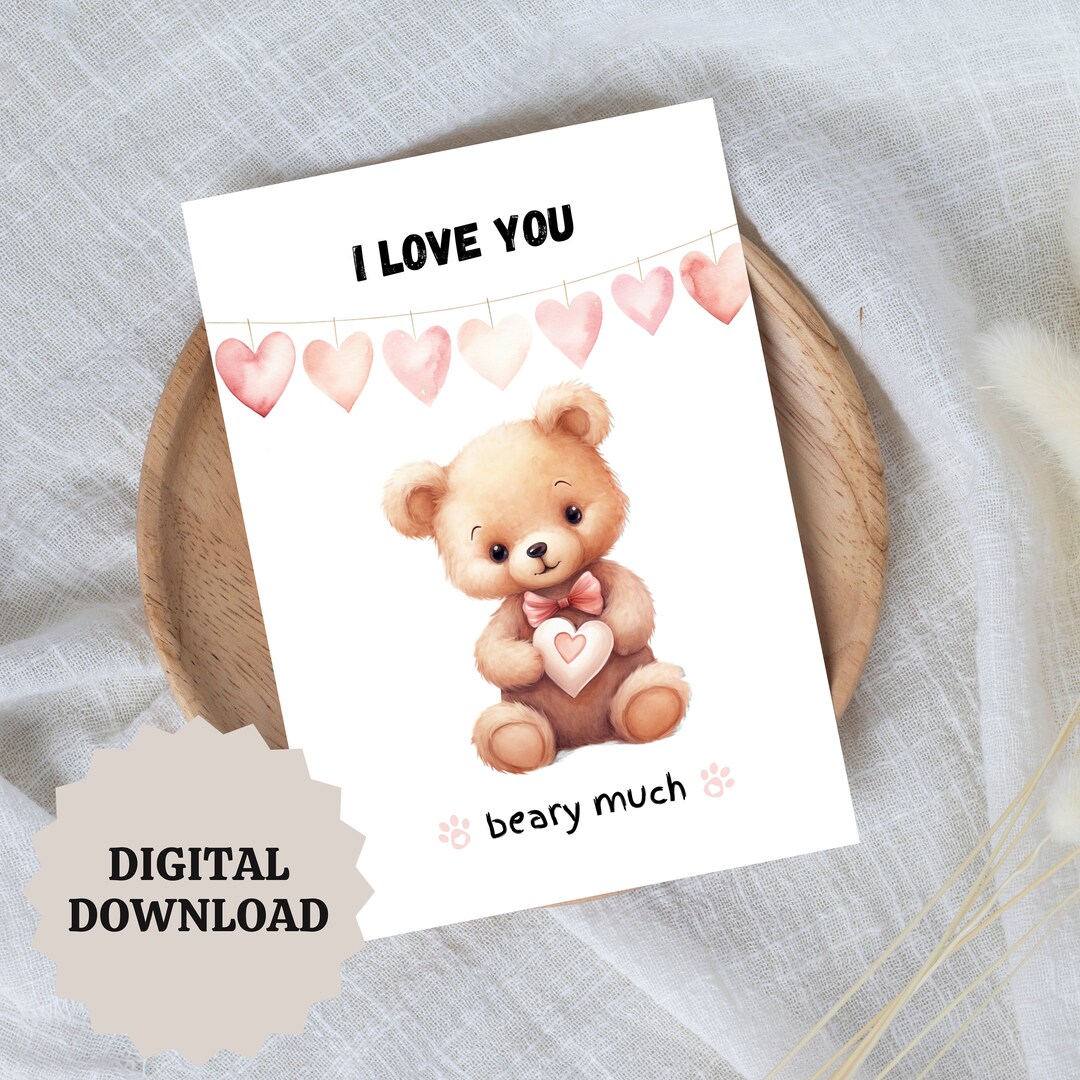 I Love You Beary Much Wall Art, Digital Wall Art, Valentine Printable ...