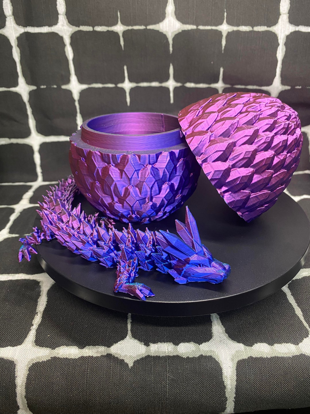 Fantasy Crystal Dragon and Egg Sculpture Articulated 3D Printed ...