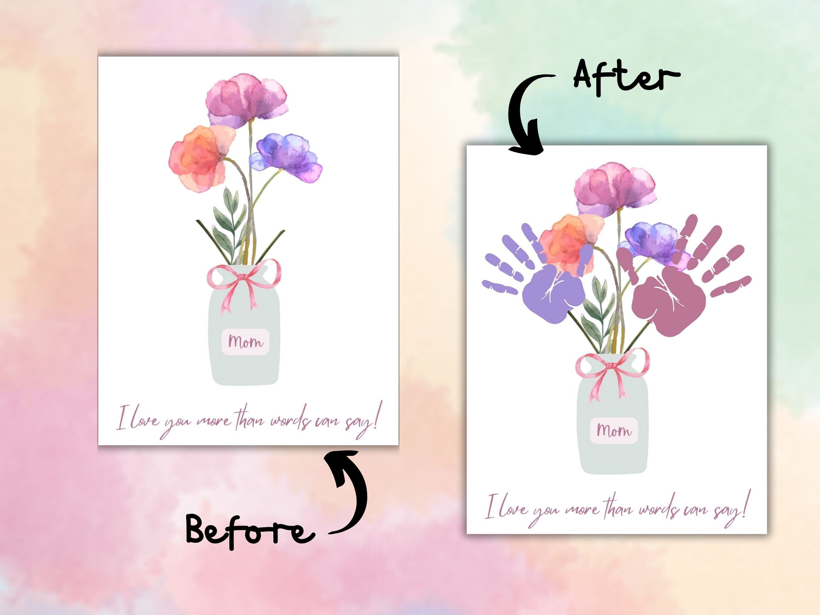 Mothers Day Handprint Art, DIY Mothers Day Gift for Grandma, Gift From ...