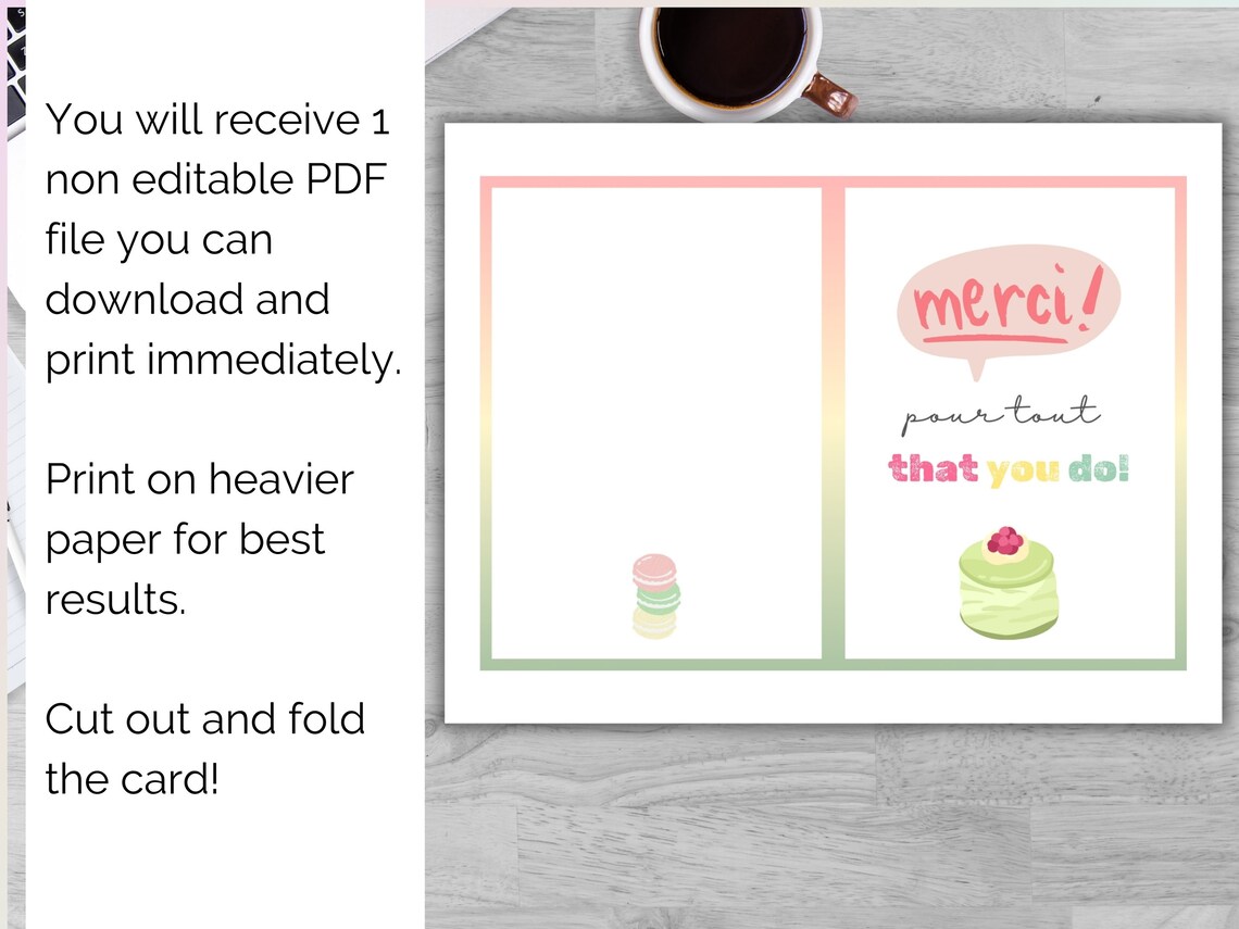 French Teacher Thank You Card: End of School Card for French Teacher ...