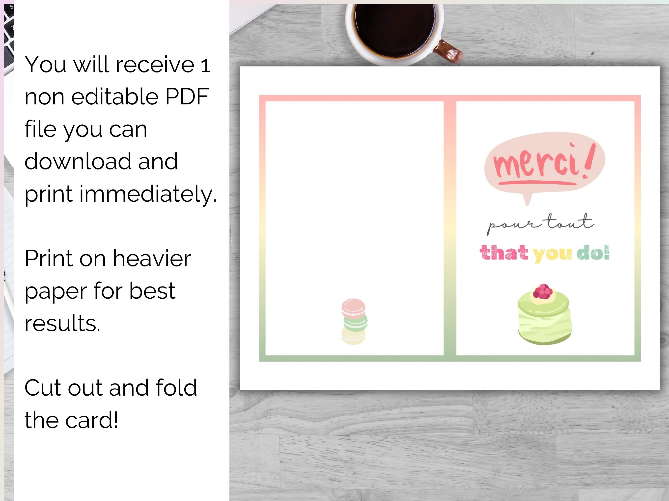 French Teacher Thank You Card: End of School Card for French Teacher ...