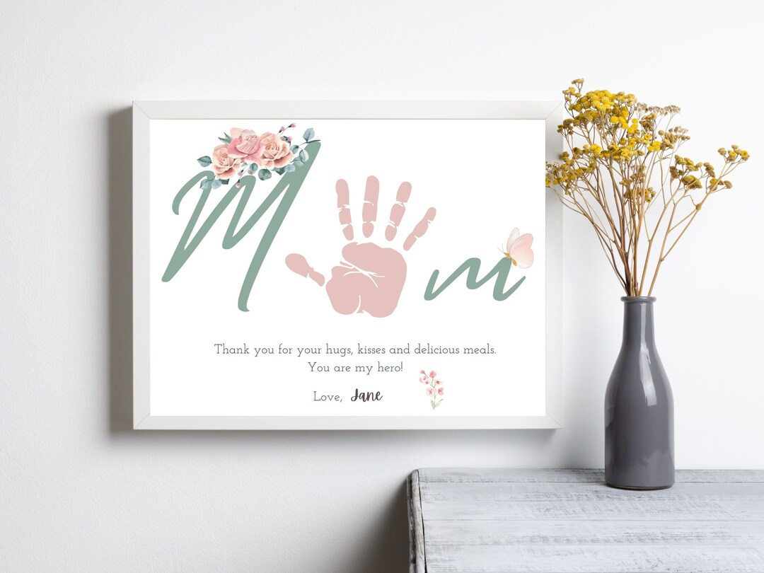 Personalized Mother's Day Handprint Art Card - DIY Craft Gift From Kids ...