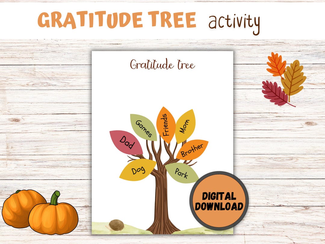 Thanksgiving Fall Gratitude Tree Kids Activity Thankfulness, Count ...